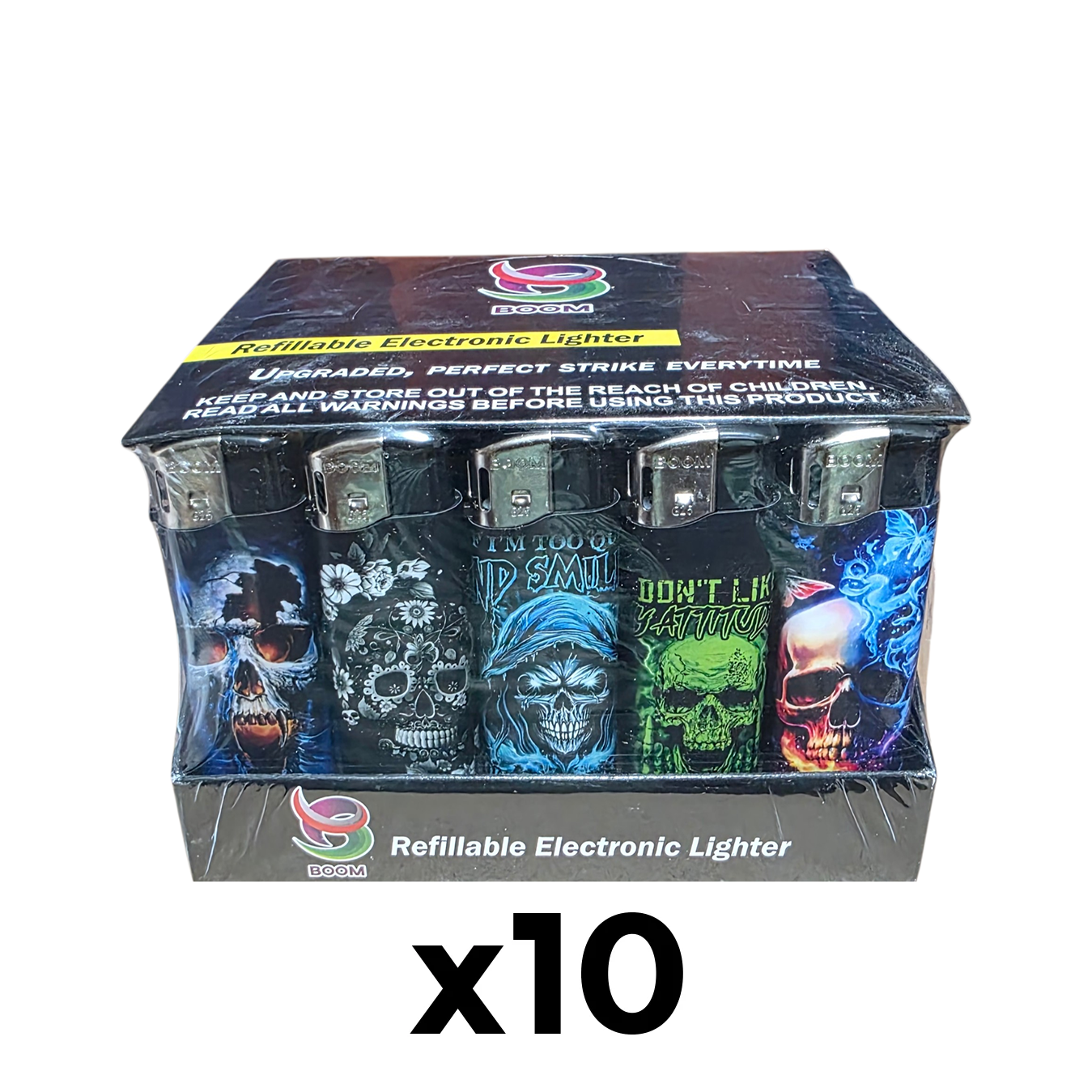 Boom Gas Lighters - Skull (50 Pack) - 10 Boxes - Cheap Smokes